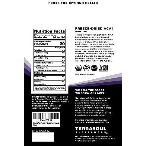Terrasoul Superfoods Organic Acai Berry Powder, 8 Oz - Freeze-Dried ...